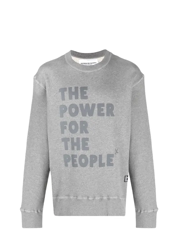 THE POWER FOR THE PEOPLE Logo-print Organic-cotton Sweatshirt - Grey