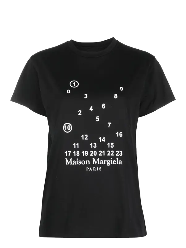 MAISON MARGIELA Numbers-motif Cotton T-shirt - Black