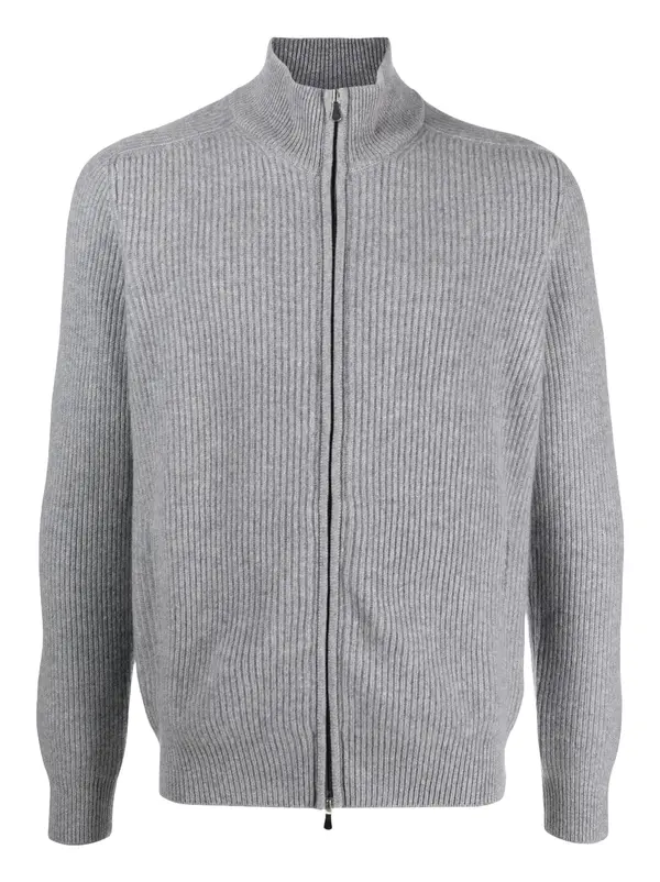 BARBA NAPOLI Zipped Cashmere Jumper - Grey
