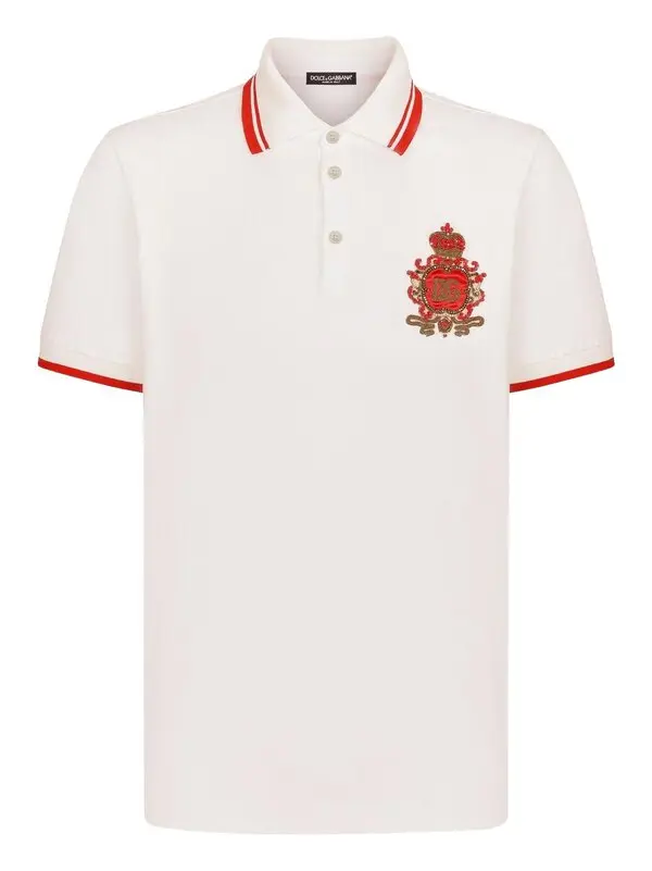 Dolce & Gabbana Heraldic-patch Piqué Polo Shirt - White
