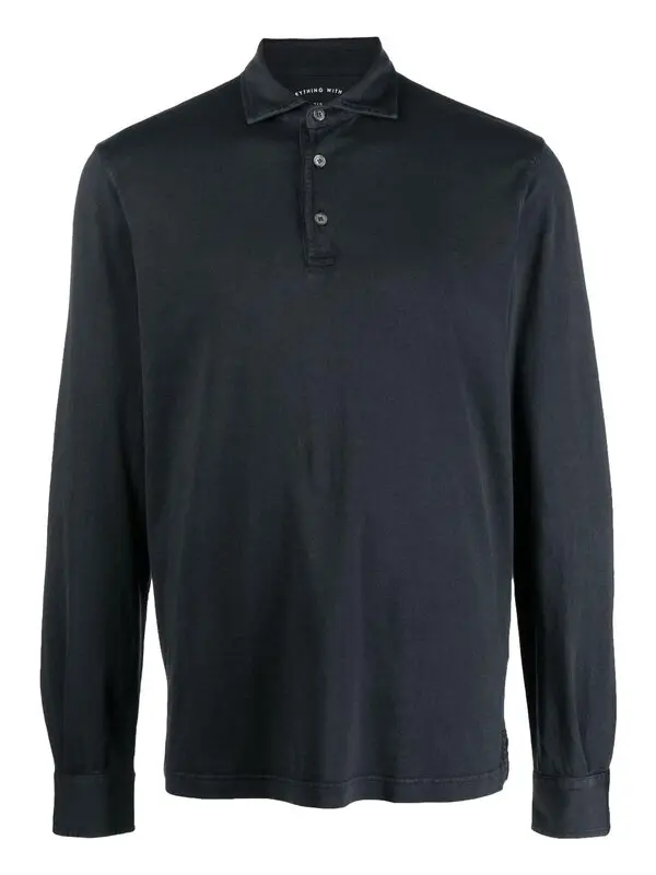 Fedeli Long-sleeve Polo Shirt - Blue