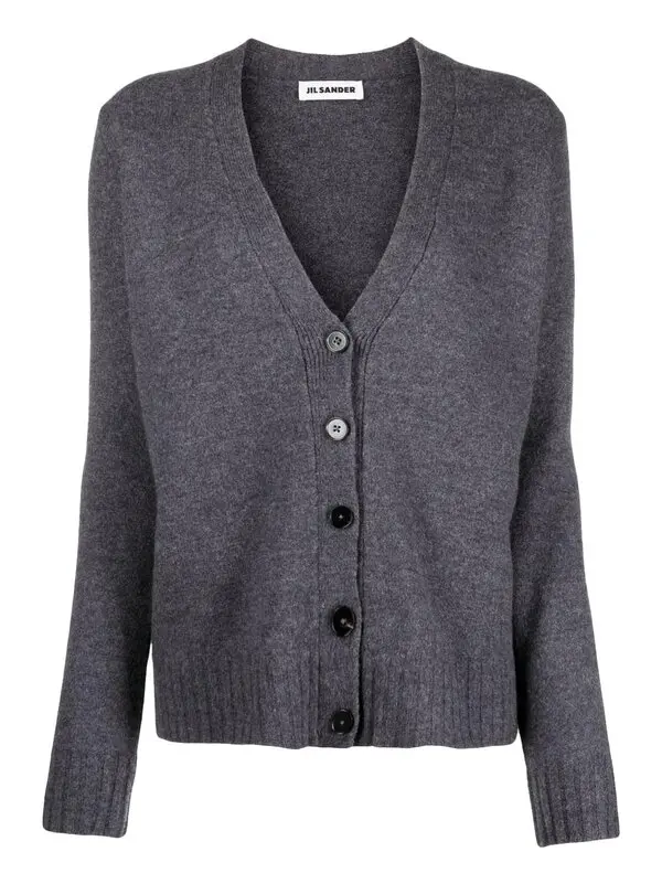 JIL SANDER V-neck Wool Cardigan - Grey