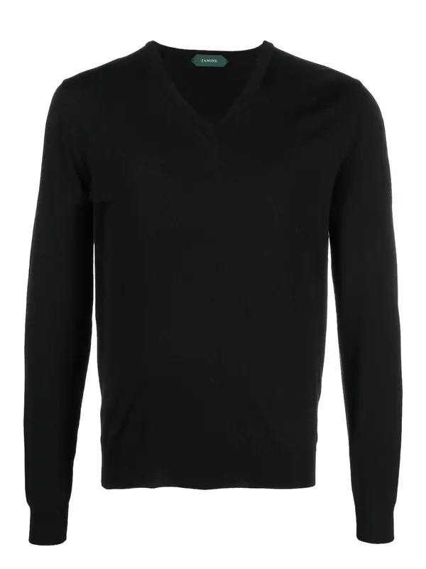 ZANONE V-neck Knit Jumper - Black