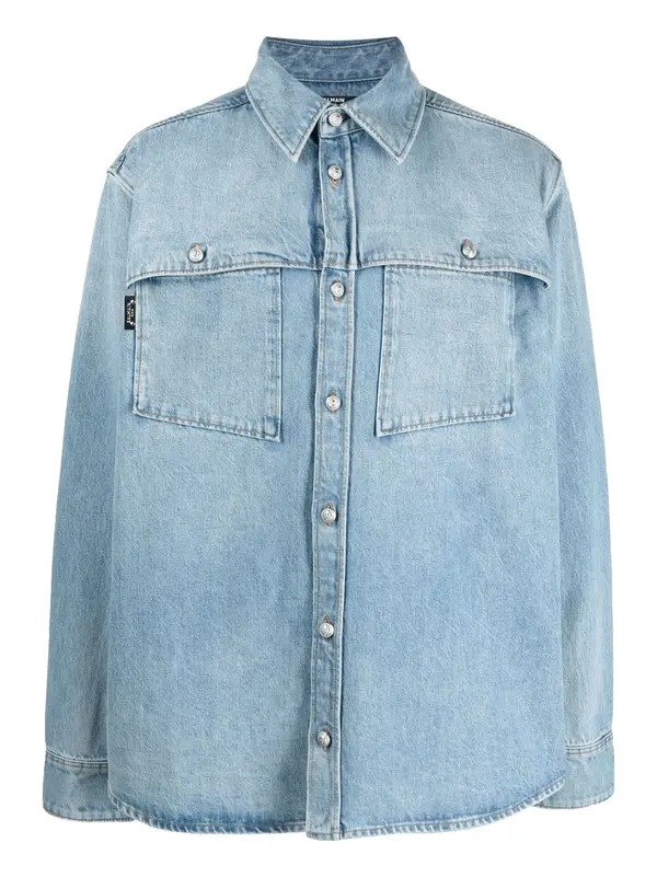 Balmain Faded Denim Shirt-jacket - Blue