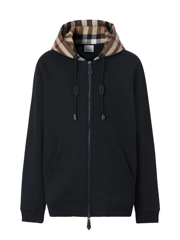 Burberry Check-pattern Zip-up Hoodie - Black