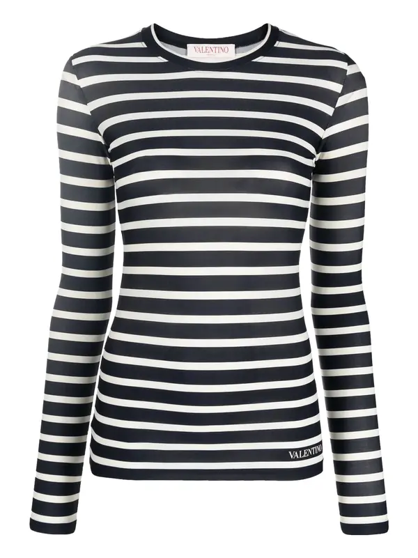 Valentino Garavani Striped Knit Top - Blue