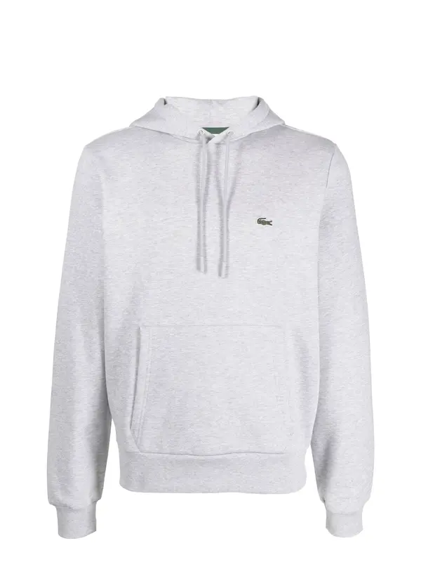 Lacoste Logo-patch Fleece Hoodie - Grey