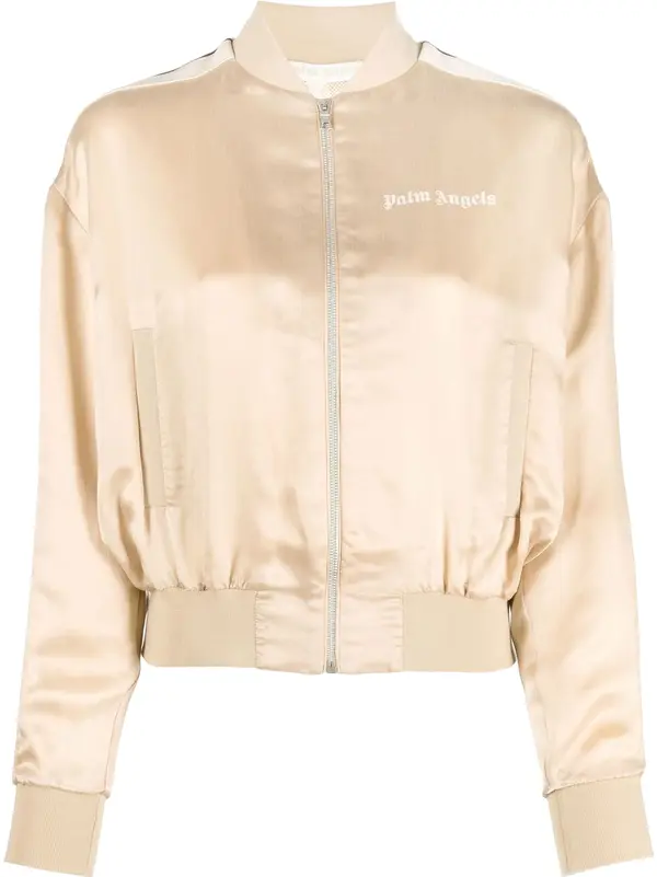 Palm Angels Striped Bomber Jacket - Neutrals