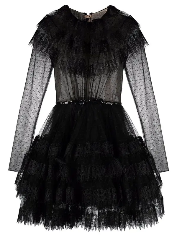 Giambattista Valli Tiered Tulle Dress - Black