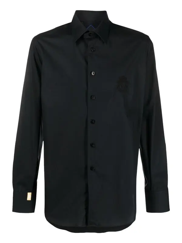 BILLIONAIRE Silver Cut Long-sleeved Shirt - Black