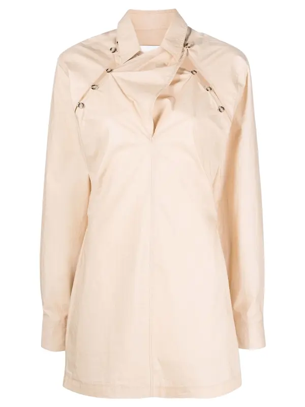 Nanushka Asymmetric-fastening Shirt Dress - Neutrals