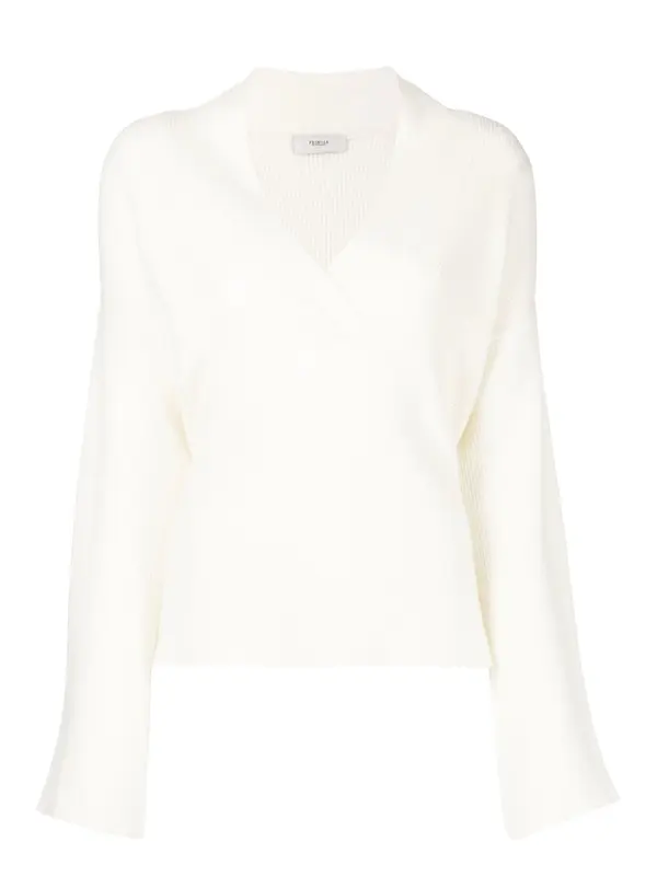 Pringle Of Scotland Ribbed-knit Shawl-neck Jumper - White
