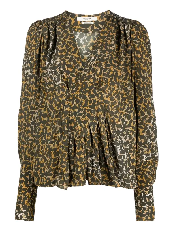 MARANT ETOILE V-neck Printed Blouse - Green