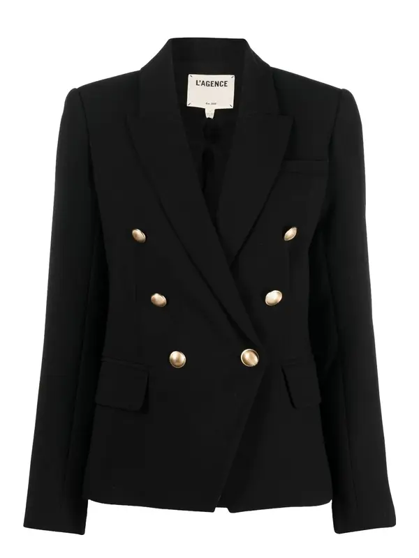 L'Agence Double-breasted Blazer - Black