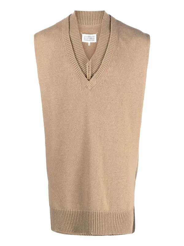 MAISON MARGIELA Layered V-neck Vest - Brown