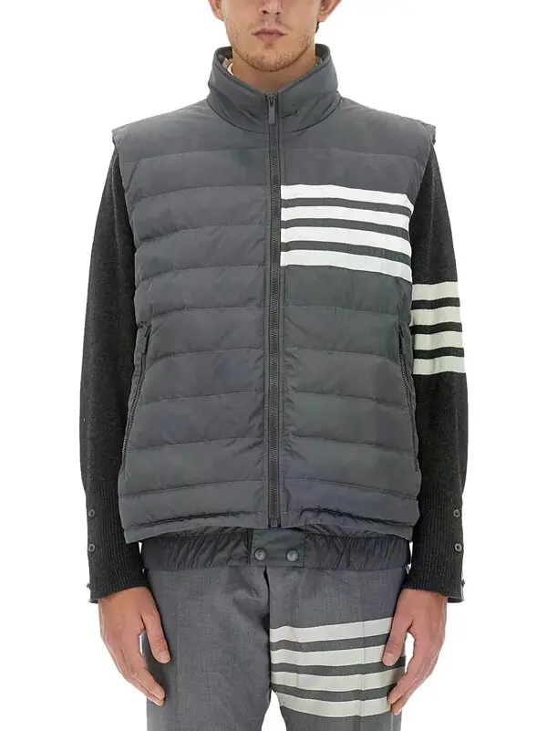 Thom Browne 4-bar Motif Puffer Gilet - Grey