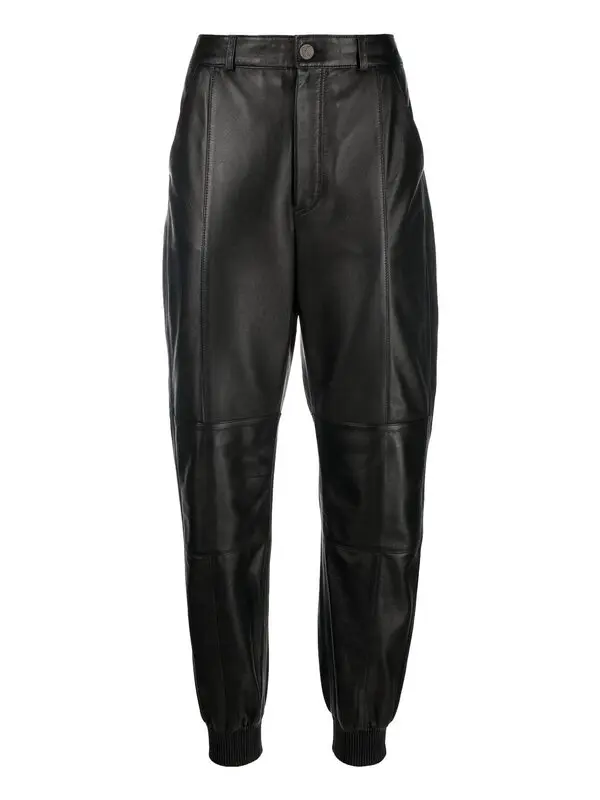 Karl Lagerfeld Tapered-leg Leather Trousers - Black