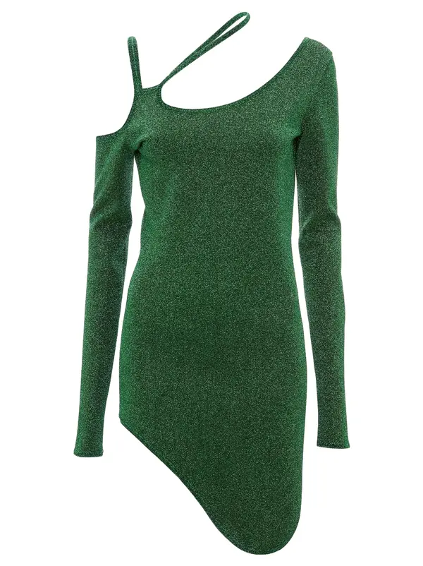 JW Anderson Glitter Cut-out Asymmetric Dress - Green