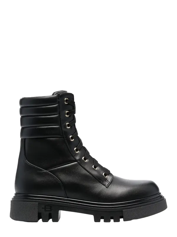 BALDININI Leather Combat Boots - Black