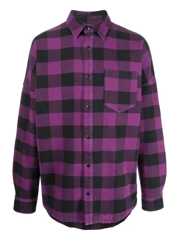 Palm Angels Logo-print Checked Shirt - Purple