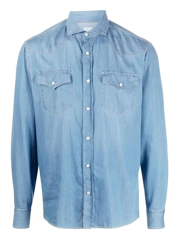 Brunello Cucinelli Long-sleeved Denim Shirt - Blue