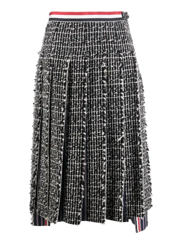 Thom Browne Patterned Jacquard Pleated Skirt - Black