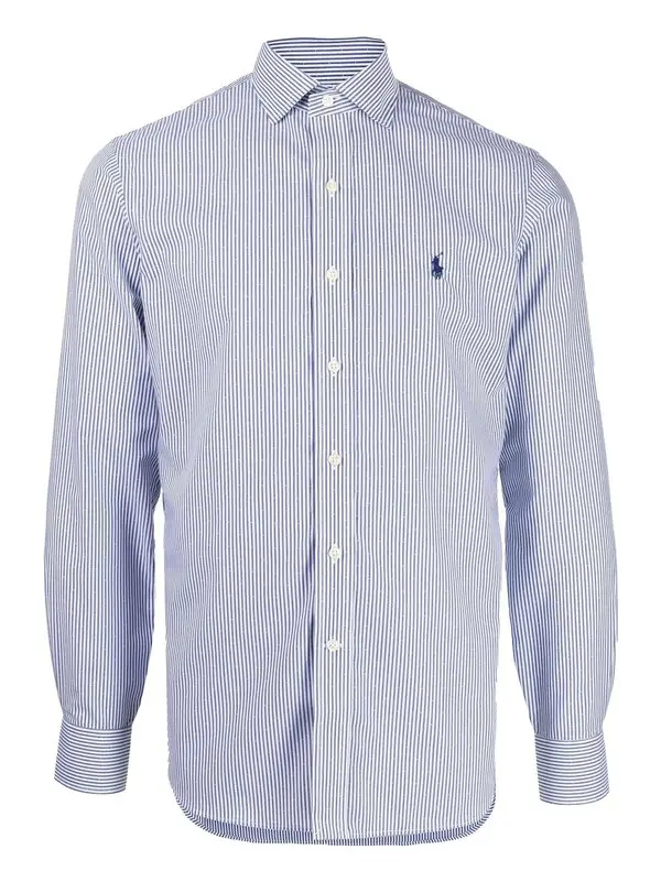 Polo Ralph Lauren Striped Logo-embroidered Shirt - Blue