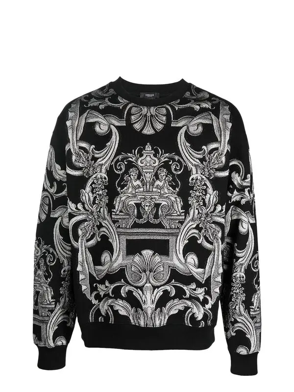Versace Barocco-print Sweatshirt - Black