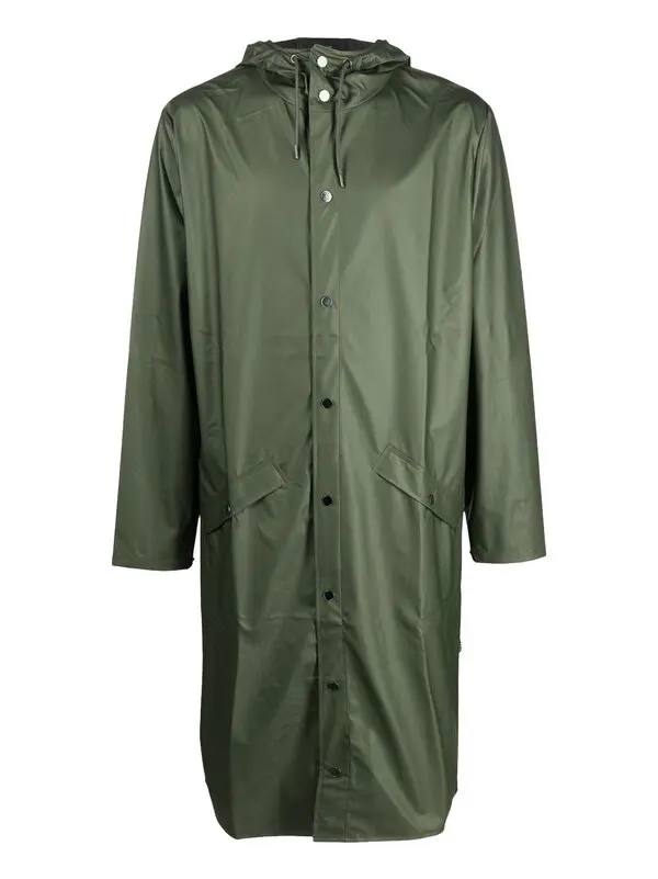 Rains Long Hooded Raincoat - Green
