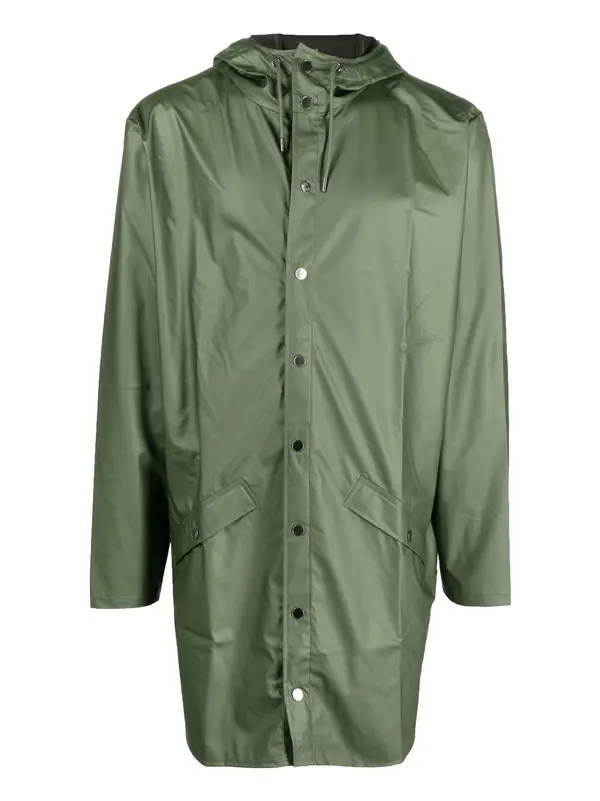 Rains Waterproof Raincoat With Drawstring Hood - Green