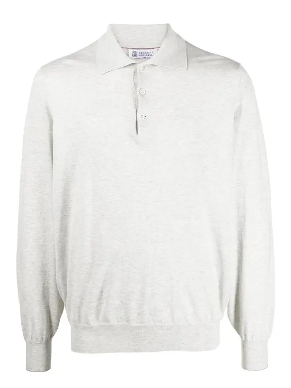 Brunello Cucinelli Long-sleeved Polo Shirt - Grey