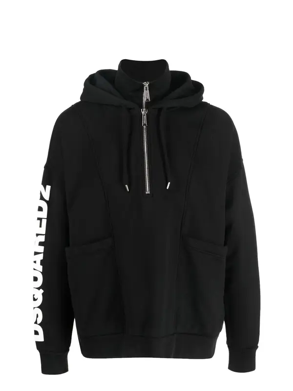 Dsquared2 Logo-print Zip-up Hoodie - Black
