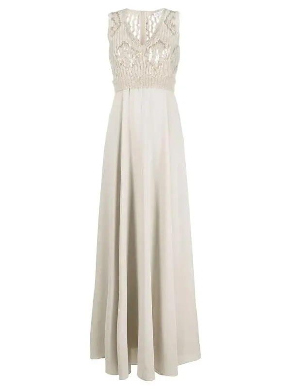 Brunello Cucinelli Sequin-embellished Sleeveless Gown - Neutrals