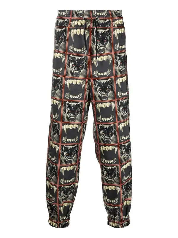 Roberto Cavalli Panther Print Track Pants - Black
