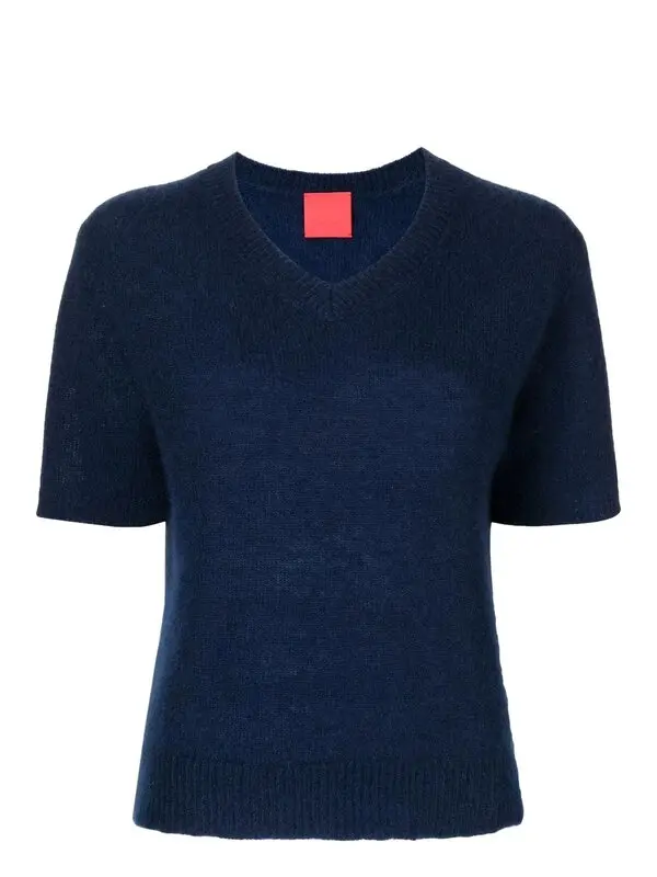 Cashmere In Love Short-sleeved Knitted Top - Blue