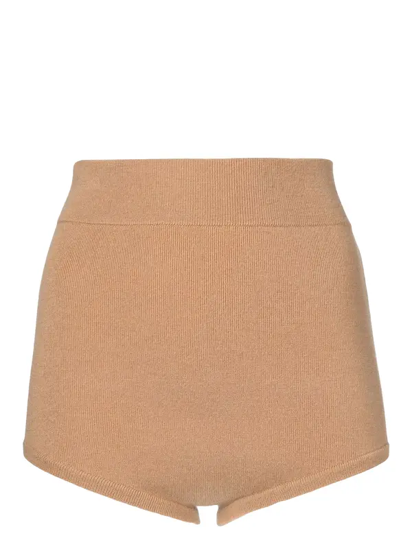 Cashmere In Love Felix Knitted High-waist Shorts - Brown