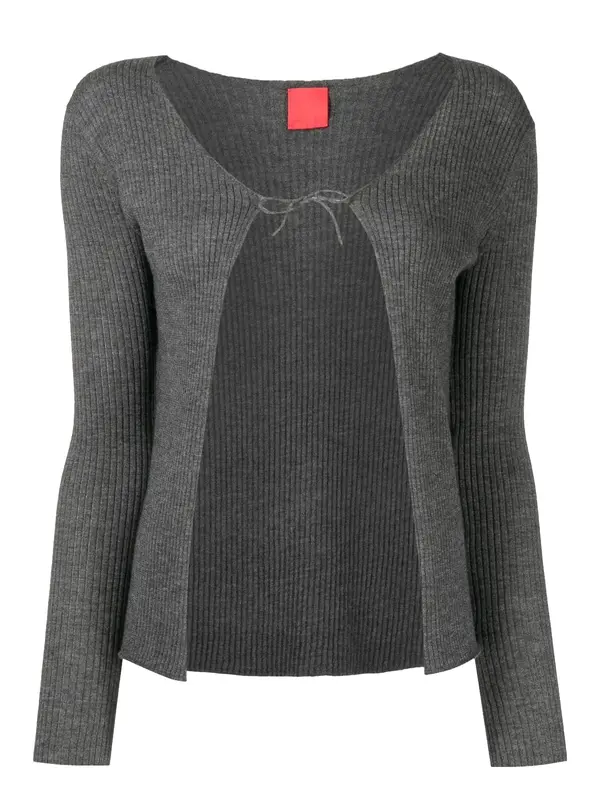 Cashmere In Love Lizzie Ribbed-knit Cardigan - Grey