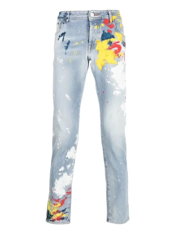 Philipp Plein Paint-splatter Print Jeans - Blue