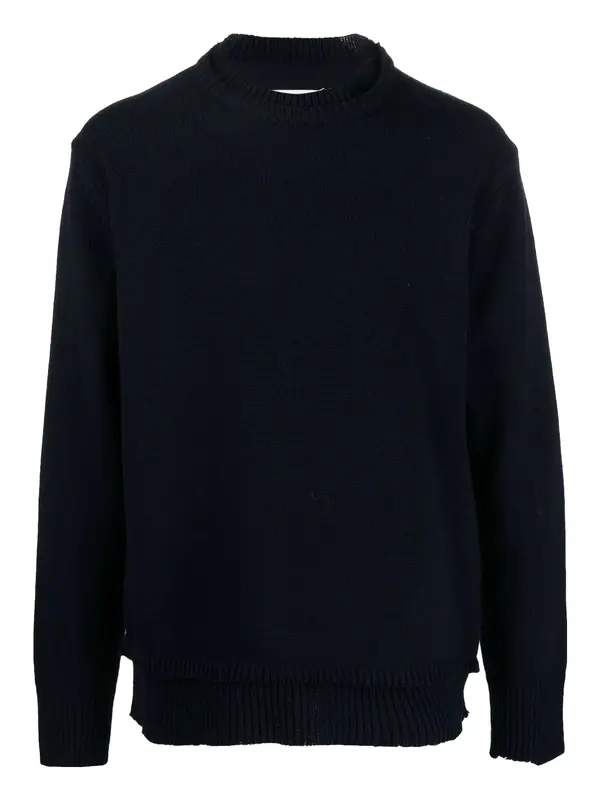 MAISON MARGIELA Elbow-patch Knitted Jumper - Blue