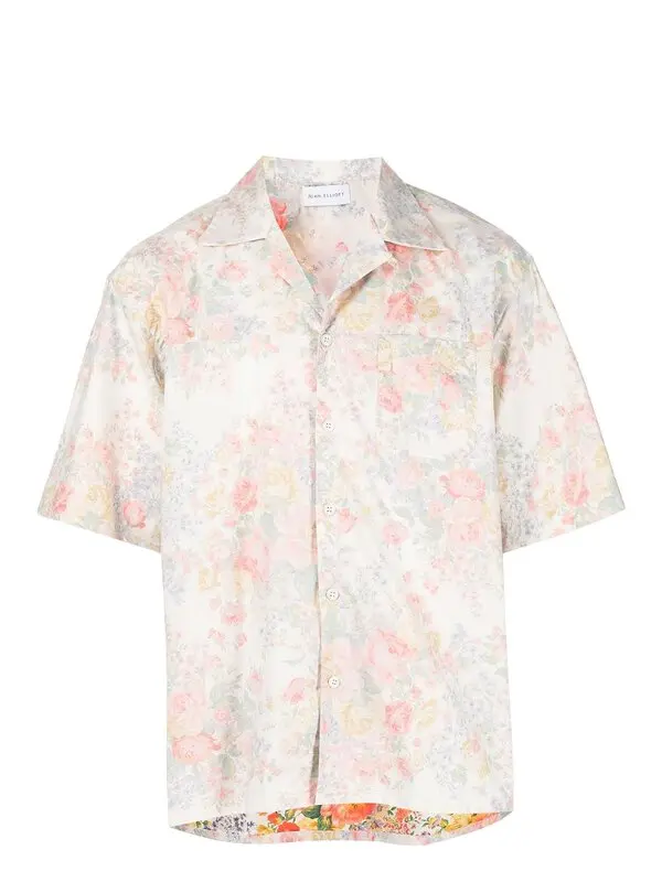 John Elliott Shortsleeved Floral-print Shirt - White