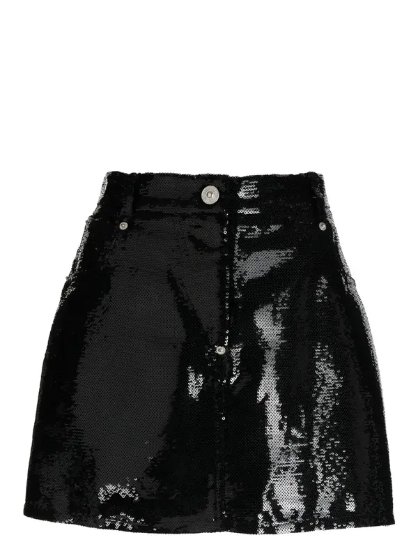 PUSHBUTTON Patent-finish Mini Skirt - Black