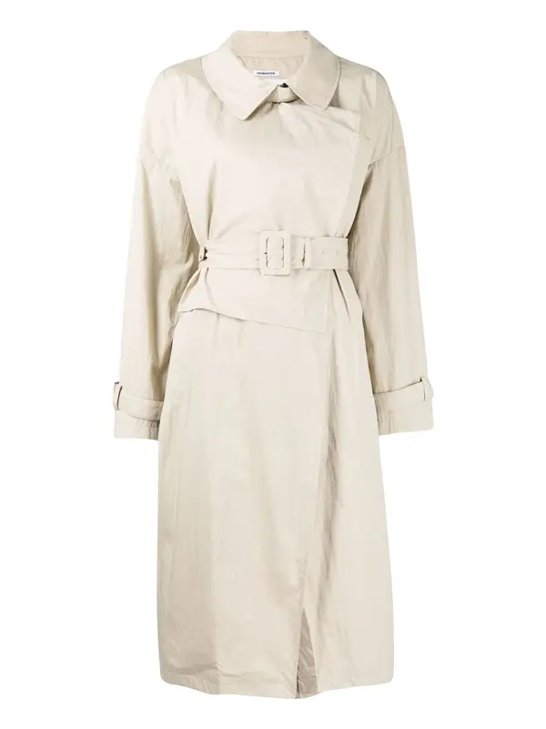 PUSHBUTTON Belted Trench Coat - Brown