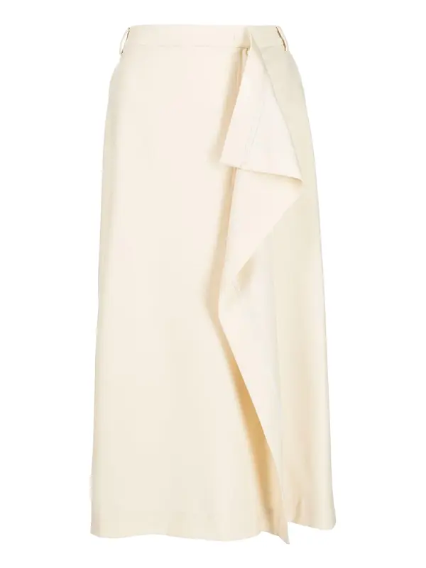 PUSHBUTTON High-waisted Midi Skirt - White