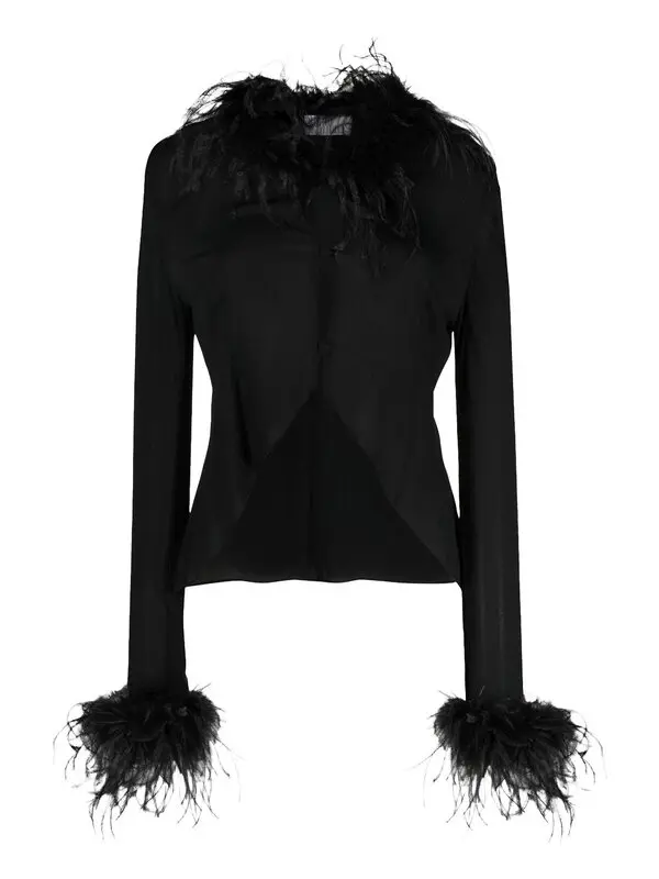 Giuseppe Di Morabito Feather-trimmed Blouse - Black