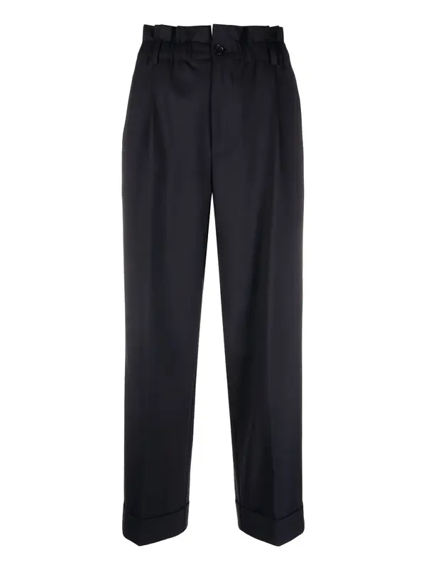 P.a.r.o.s.h Paperbag-waist Straight Leg Trousers - Blue