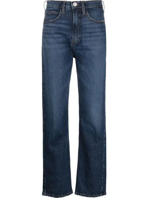FRAME High-waisted Straight-leg Jeans - Blue