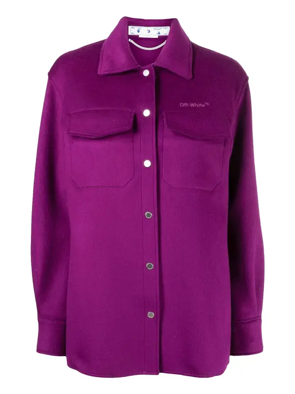 Off-White Logo-embroidered Shirt Jacket - Purple