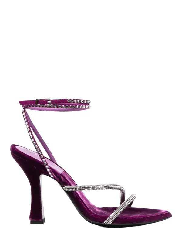 3JUIN Crystal-embellished Velvet Sandals - Purple