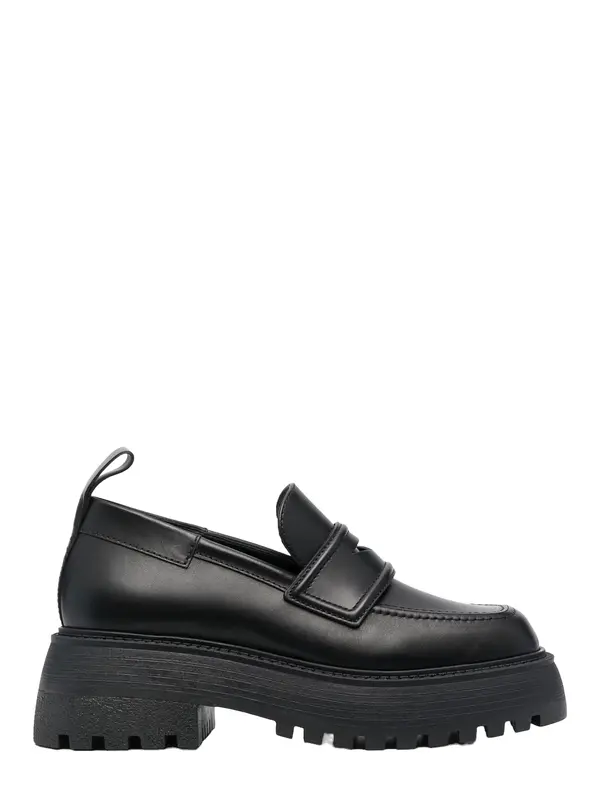 3JUIN Platform 40mm Leather Loafers - Black