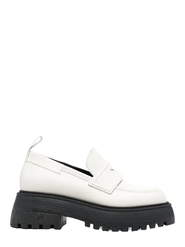3JUIN Platform 40mm Leather Loafers - White